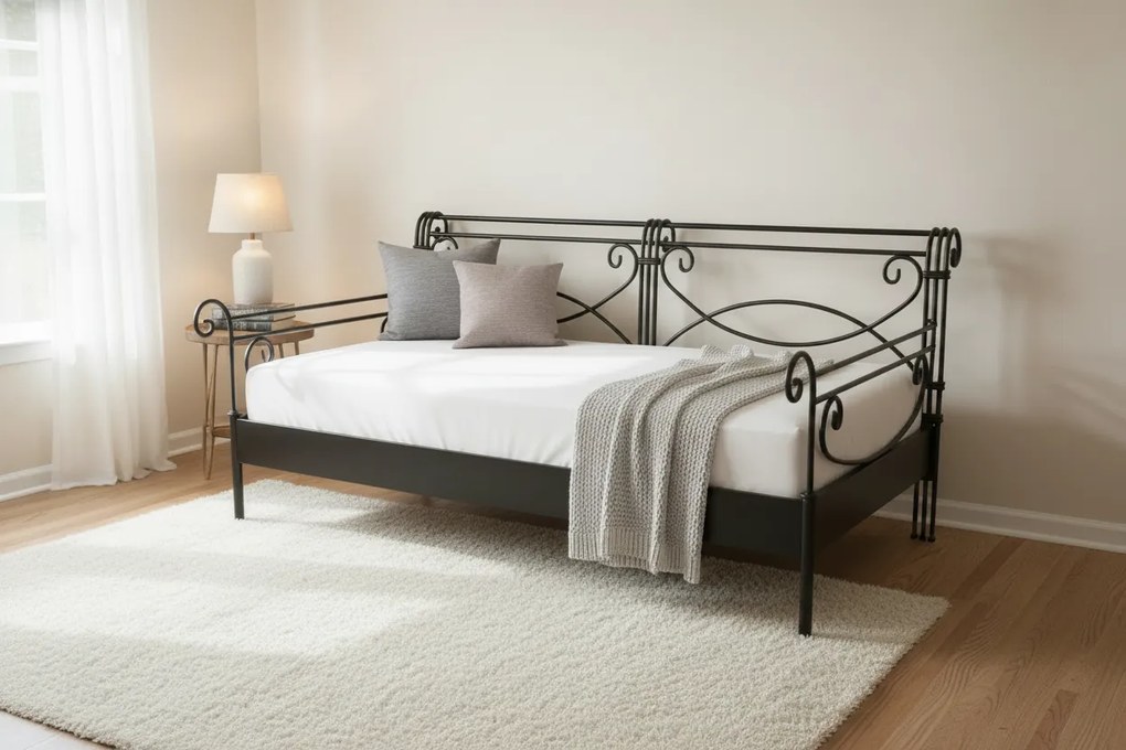 Nábytek ATIKA s.r.o. Kovový otoman BELLA Barevne provedení: stříbrná RAL 9006, Rozměr: 90 x 200 cm