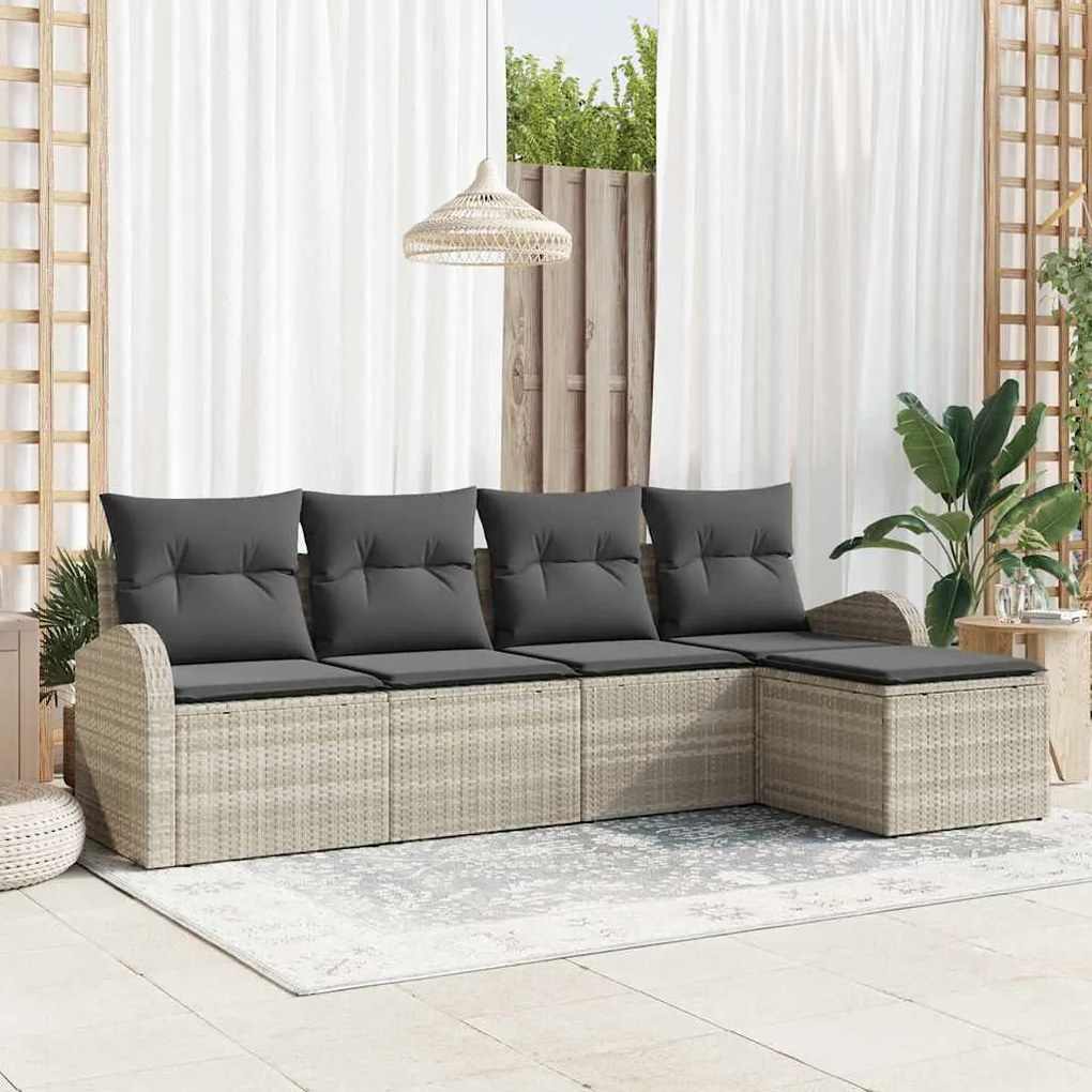 Set pohovek 5 ks Světle šedá polyratan 3354671