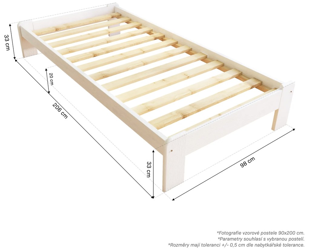 Maxi Postel z masivu Adam 90 x 200 cm - barva Ořech + matrace Medical