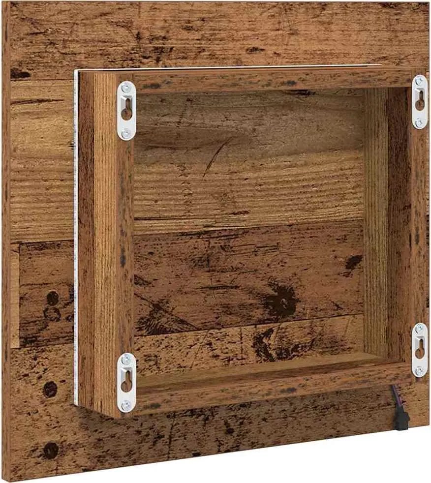 vidaXL LED koupelnové zrcadlo Nástěnný Staré dřevo 40 x 37 x 8.5 cm [875411]