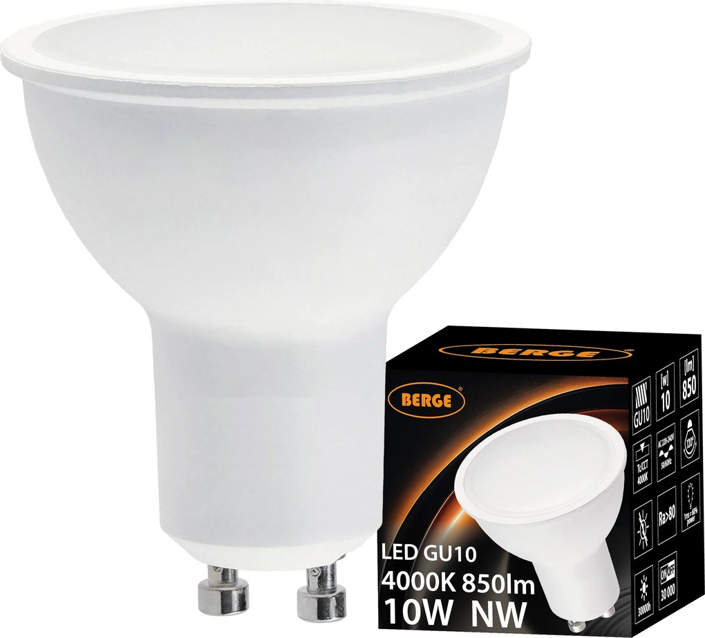 ECOLIGHT SADA 10x LED žárovek GU10 10W Premium - neutrální bílá