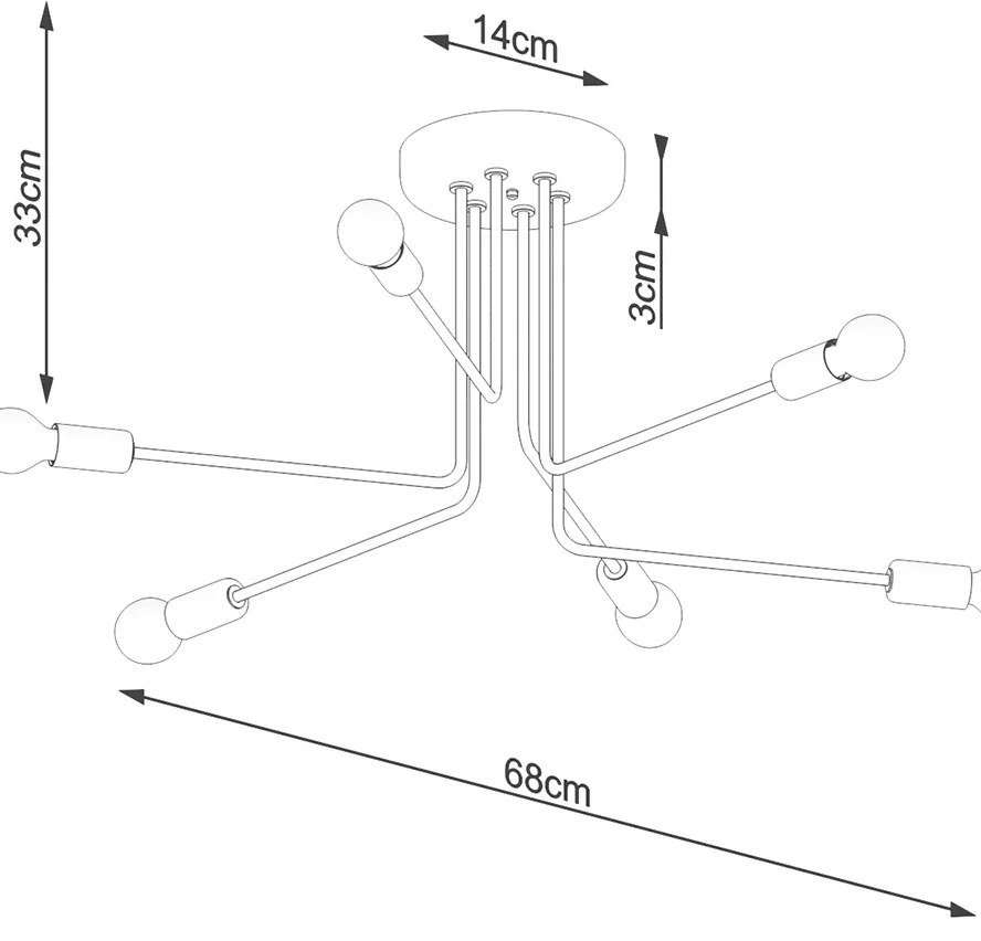 Stropní svítidlo Norah 6, černé tělo svítidla