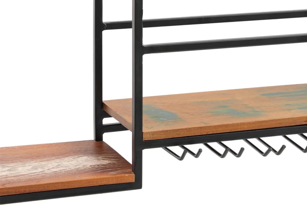 furniture-nabytek.cz - Masivní závěsná police Arvello z kovu a dřeva, lakovaná, hnědá – 100×20×41 cm