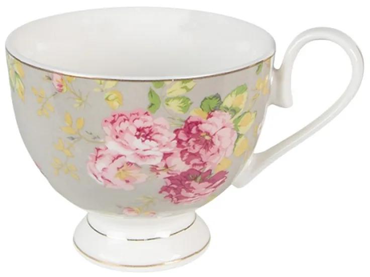 Porcelánový šálek s podšálkem Flowers – 12x8x7 cm