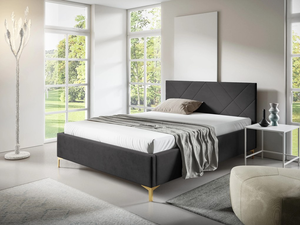 Eka Čalouněná postel SARAH+ 180x200 cm Barva látky Trinity: Béžová (Trinity 2304), Úložný prostor: Bez úložného prostoru