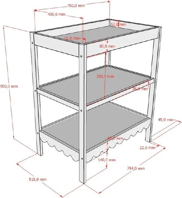 Béžový přebalovací pult s přebalovacím pultem Swingo – Vipack