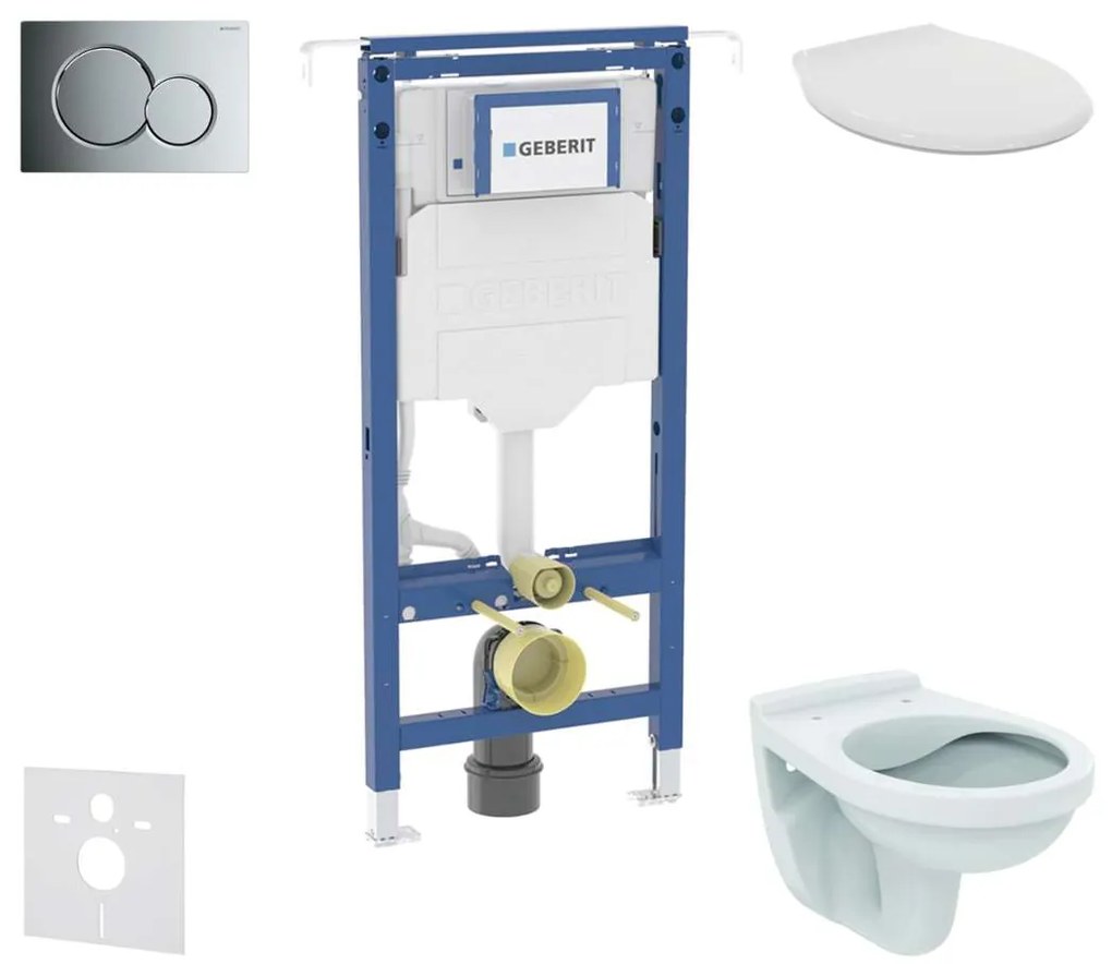 Geberit Duofix - Set předstěnové instalace, klozet Alpha se sedátkem, tlačítko Sigma01, lesklý chrom SANI11CD1107