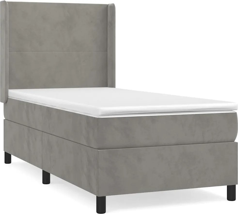 Box spring postel s matrací světle šedá 90x190 cm samet 3132531