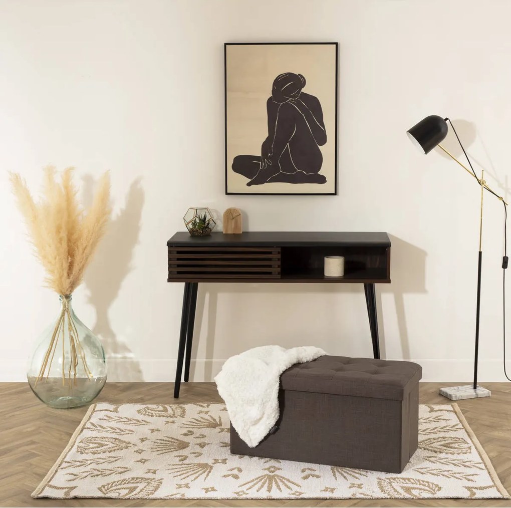 Velký pouf s odkládací přihrádkou v šedé barvě, pouf na chodbu, pouf na pokoj, skládací pouf, sedadlo, pouf