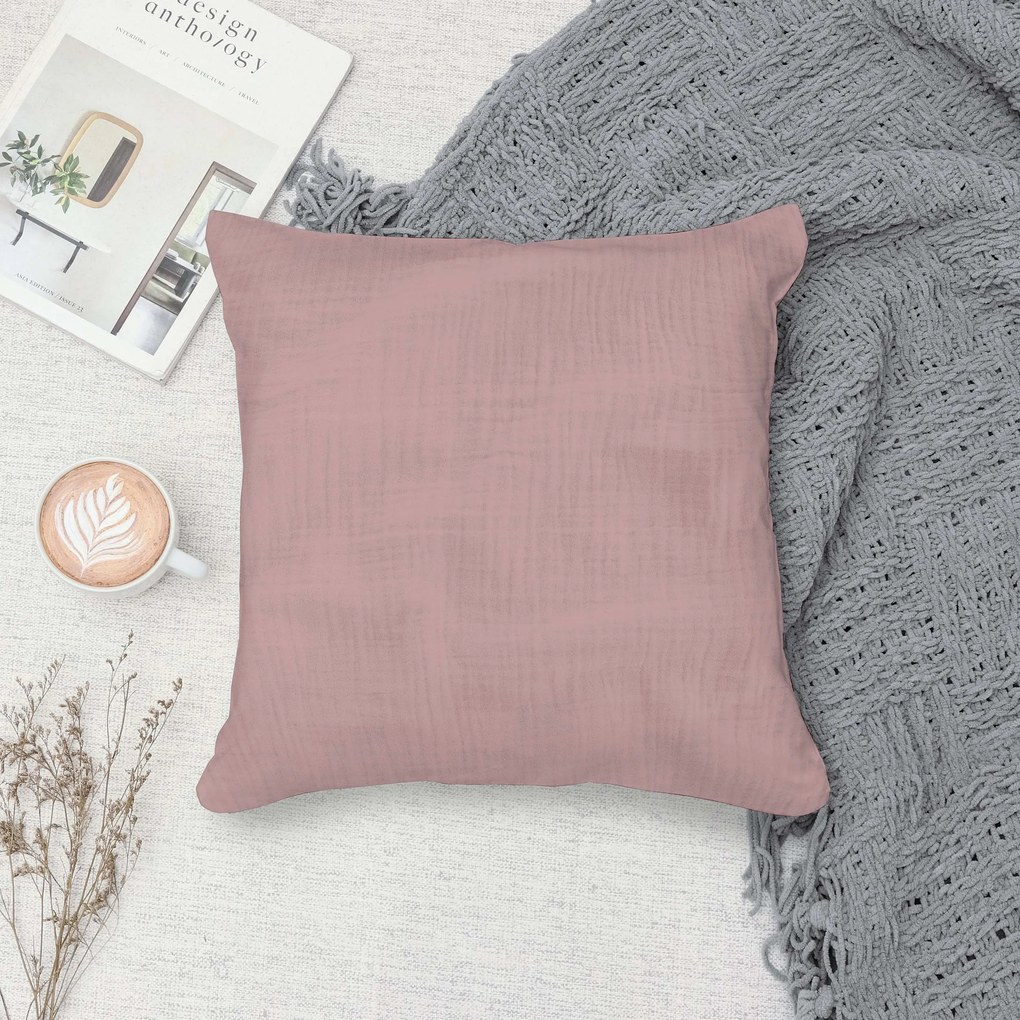 Mušelínový povlak na polštářek Old rosa Velikost: atypický 50 x 50