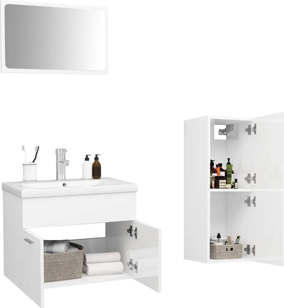 vidaXL Set koupelnového nábytku dřevotříska [3071184] Barva: Bílá