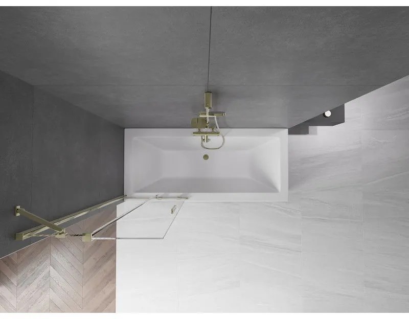 Mexen Velar, 2-křídlová posuvná vanová zástěna 75 x 150 cm, 8mm čiré sklo, zlatý lesklý profil, 896-075-000-01-50