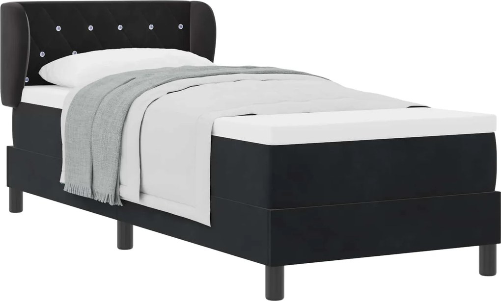 Postel s boxspringem s čelo Černá 80 x 200 cm samet 3340306