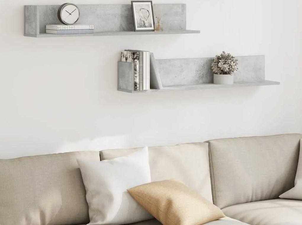 vidaXL Nástěnné police 2 ks 100 x 16,5 x 16,5 cm kompozit [860048] Barva: Betonová šedá