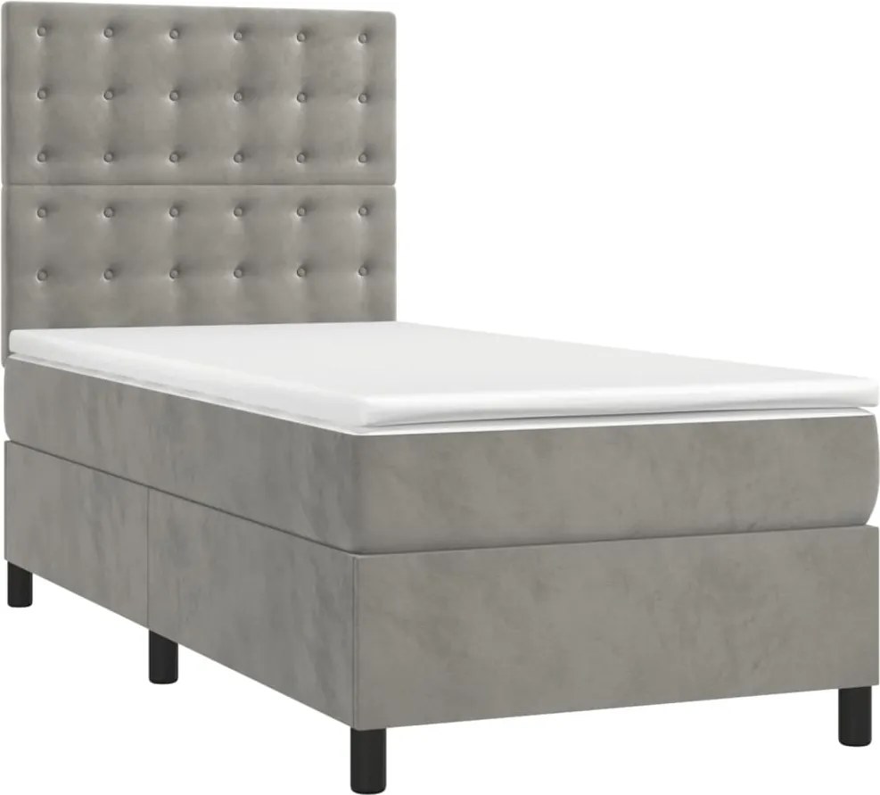 Box spring postel s matrací světle šedá 90x190 cm samet 3143235