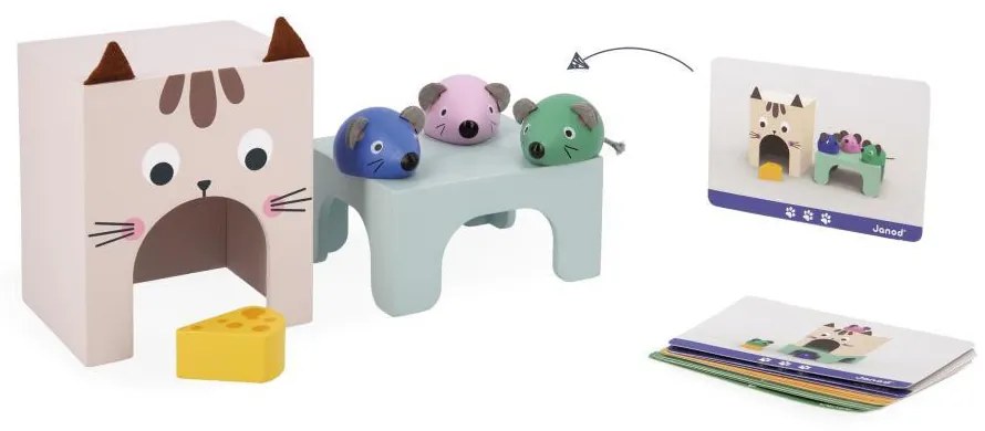 Janod Vzdělávací hra pro děti orientace v prostoru Kočka a myš Didaktik