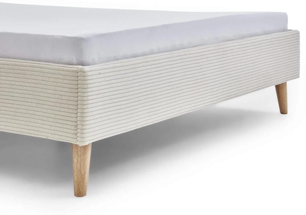Čalouněná postel kiwick 140 x 20 cm manšestr béžová MUZZA