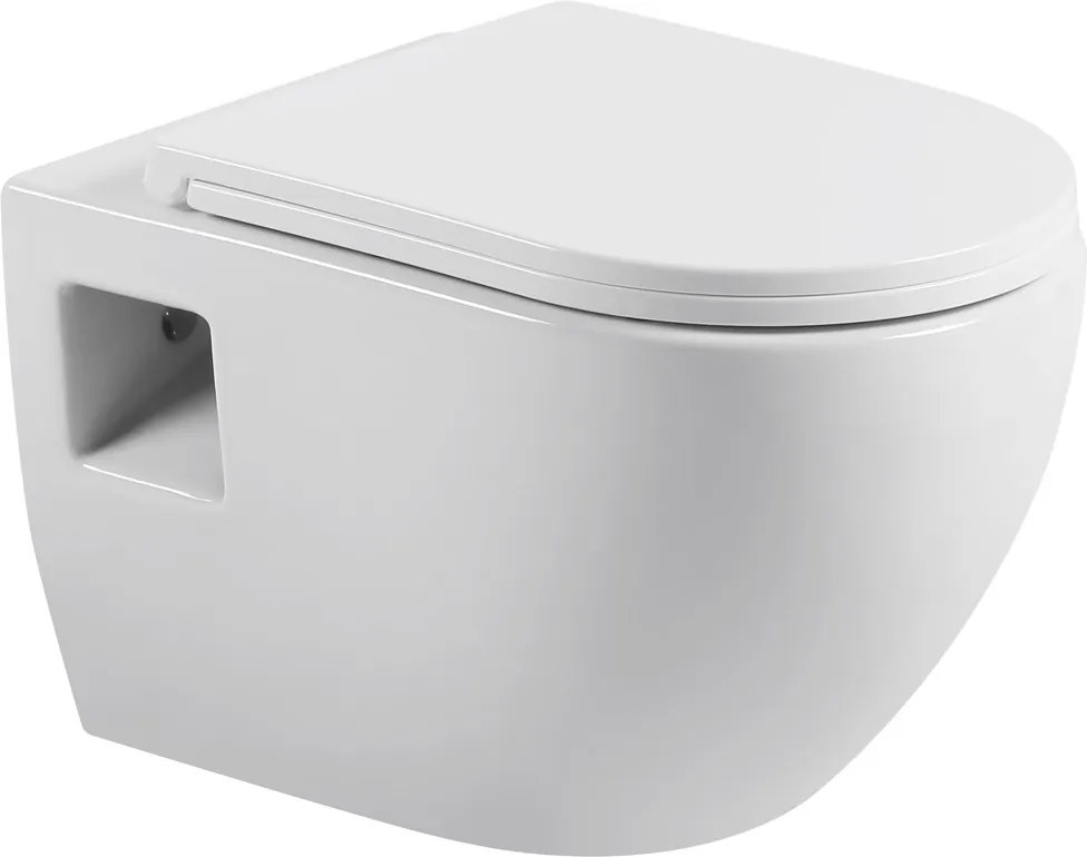 Erga Astrid, závěsná WC mísa 510x360x360mm, Rimless + toaletní sedátko s pomalým zavíráním, bílá, ERG-V03-ASTRID-RIM-WH