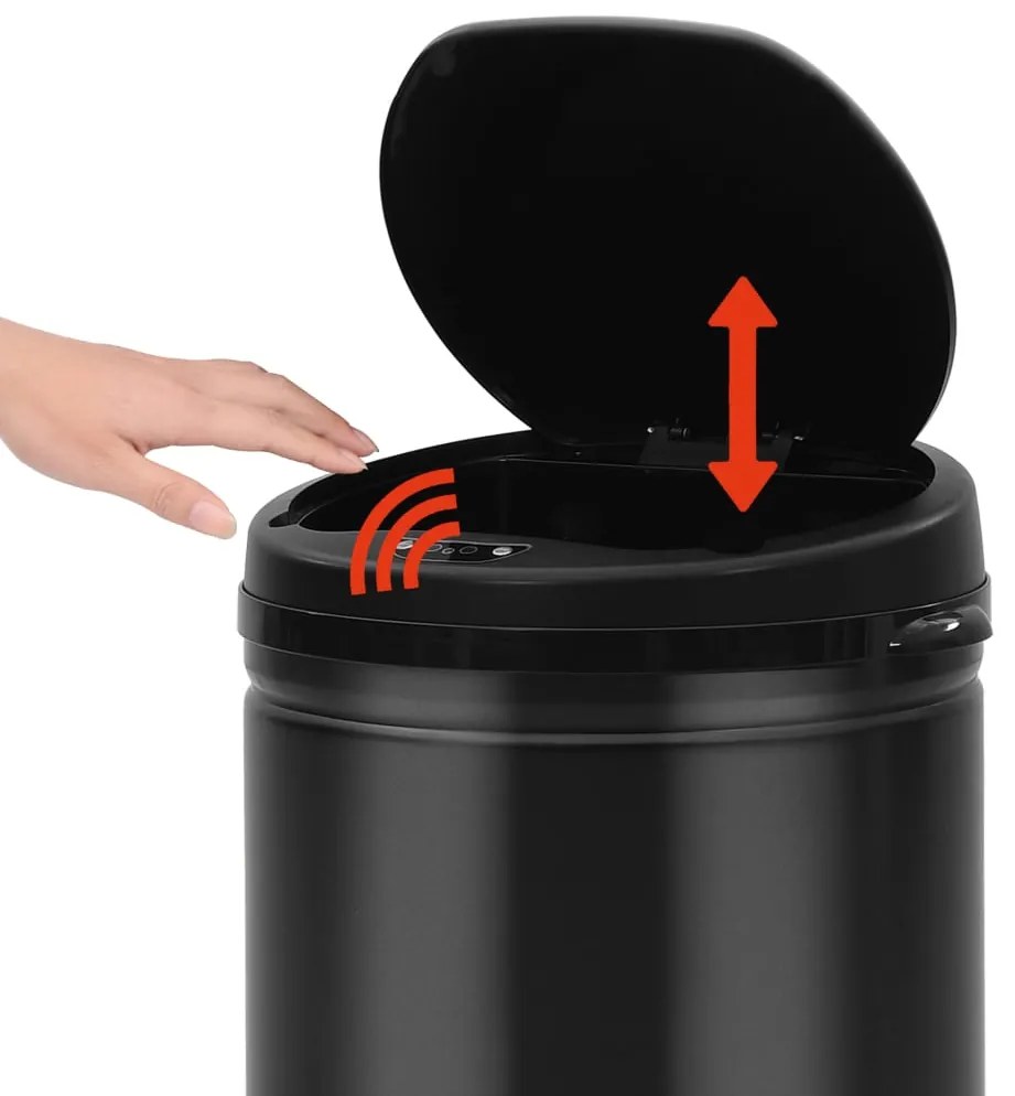 Odpadkový koš s automatickým senzorem 30 l uhlíková ocel černý - Default Title