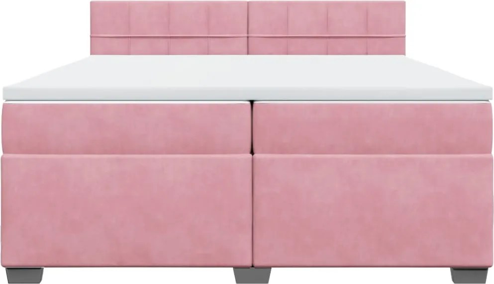 Box spring postel s matrací růžová 200x200 cm samet 3286407