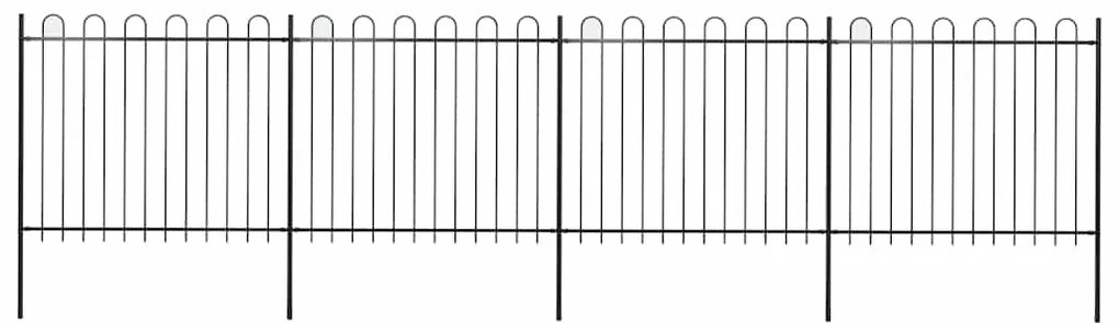 Zahradní plot s obloukem nahoře ocelový 671 x 150 cm černý 277677