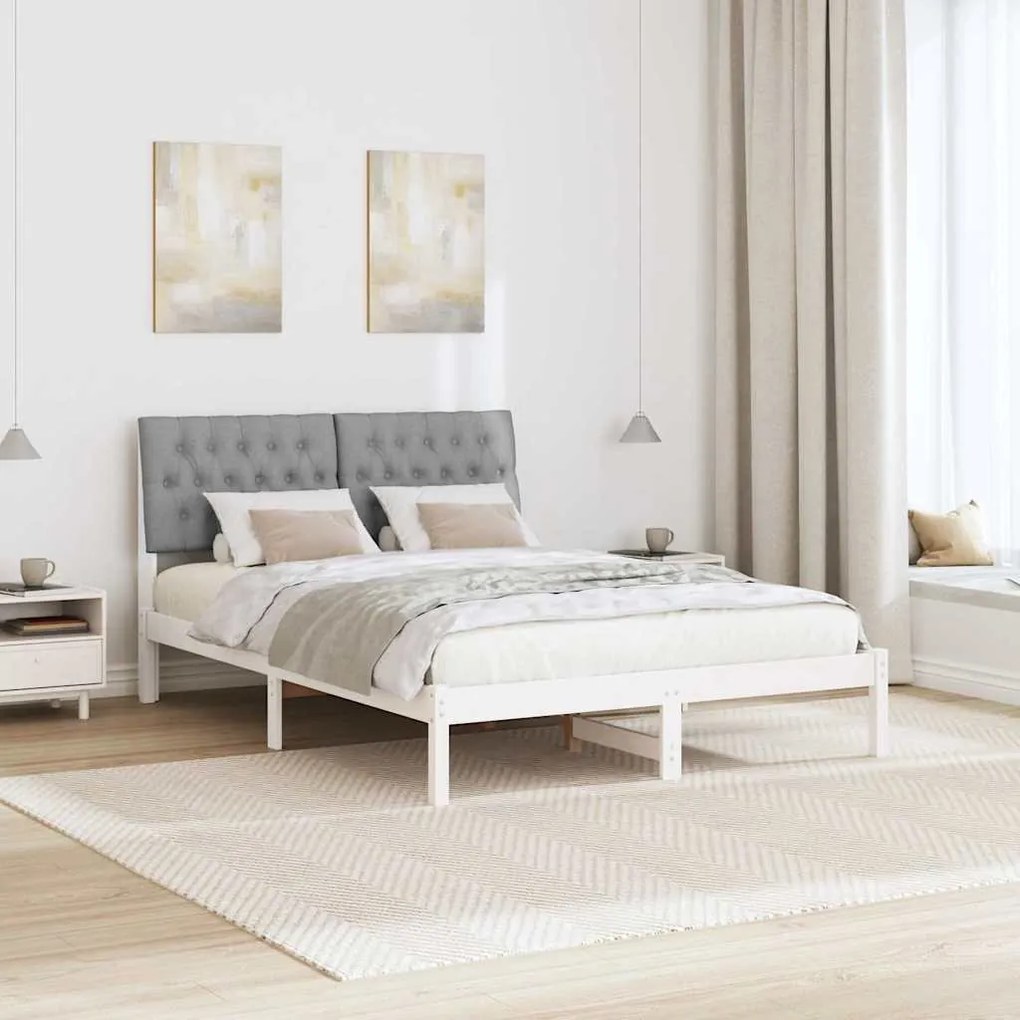 Rám postele s čalouněným čelem s čelo Bílá 150 x 200 cm 3394397