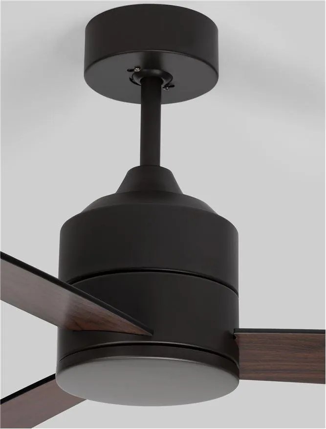 NV 9952350 Stropní ventilátor AXEL černý hliník a listy ořech - NOVA LUCE