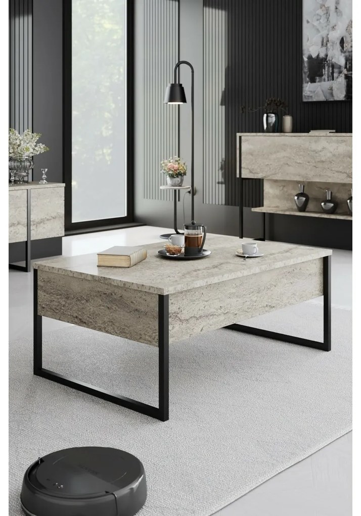 Konferenční stolek Luxe Travertine and Black