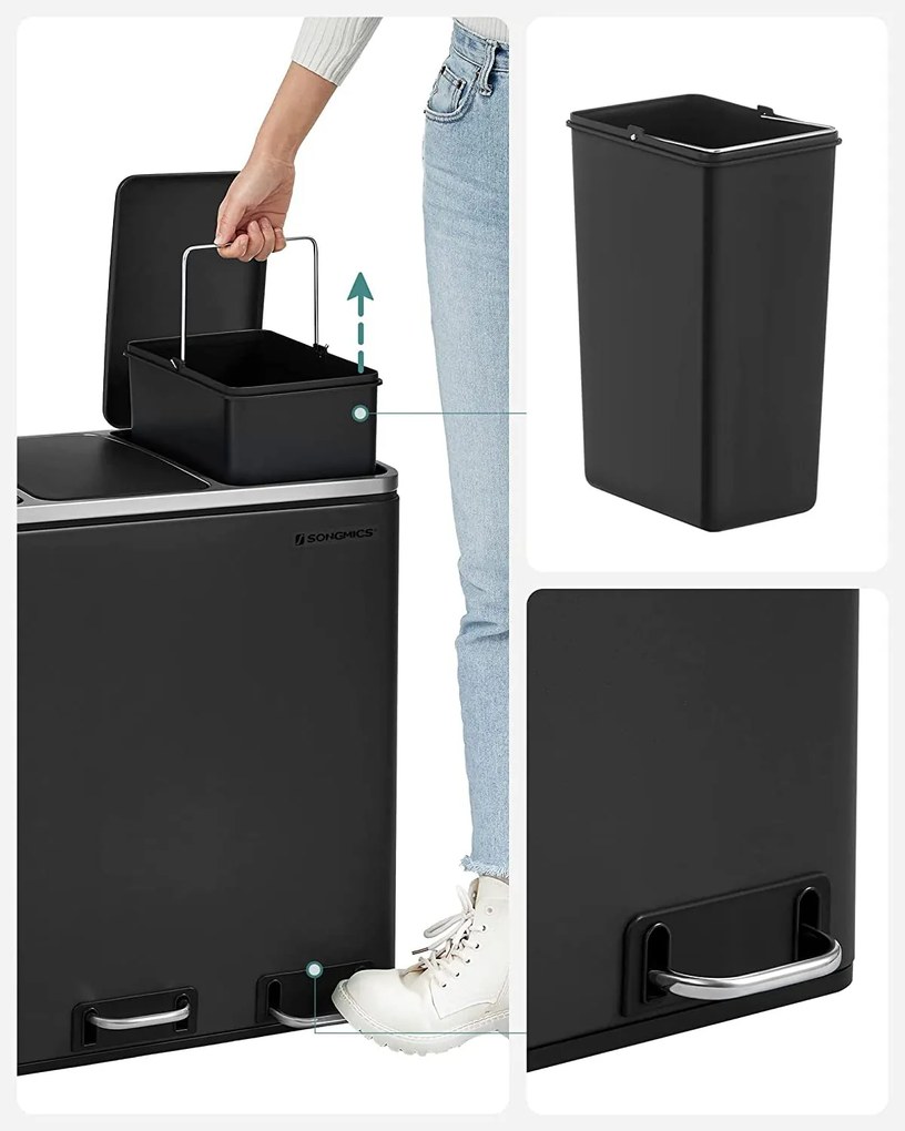 54l pedálový odpadkový koš, kuchyňský odpadkový box, víko s měkkým zavíráním, protiskluzový základ