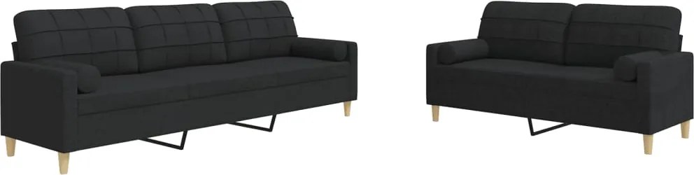2dílná sedací souprava s polštáři černá textil 3278339