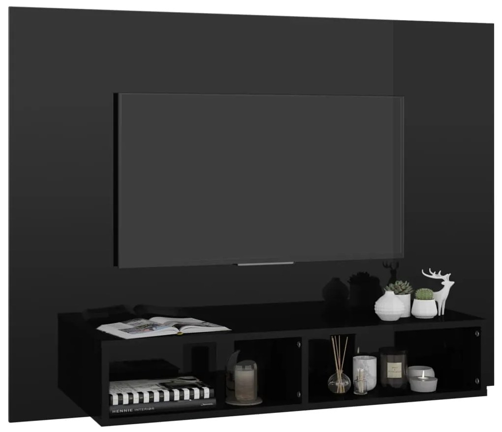 vidaXL Nástěnná TV skříňka černá vysoký lesk 120x23,5x90cm dřevotříska