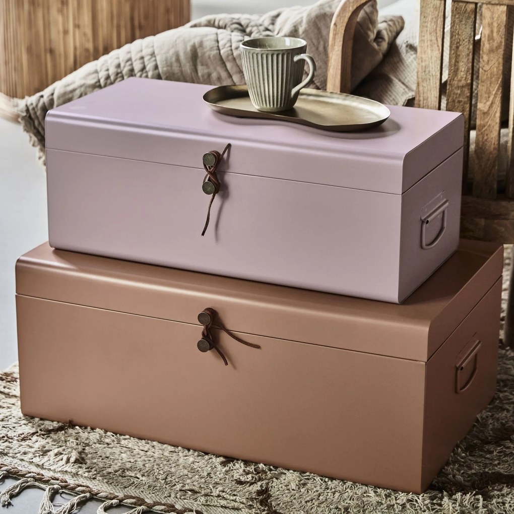 House Doctor Úložný kovový box Beige/Rose Béžový, růžová barva, béžová barva, kov