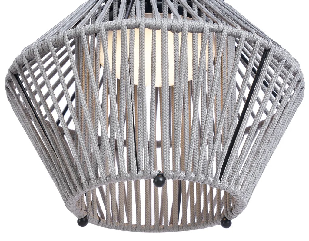 Bohemian stolní lampa šedá vč. LED 3-stupňové stmívatelné IP54 solární dobíjecí - Duco