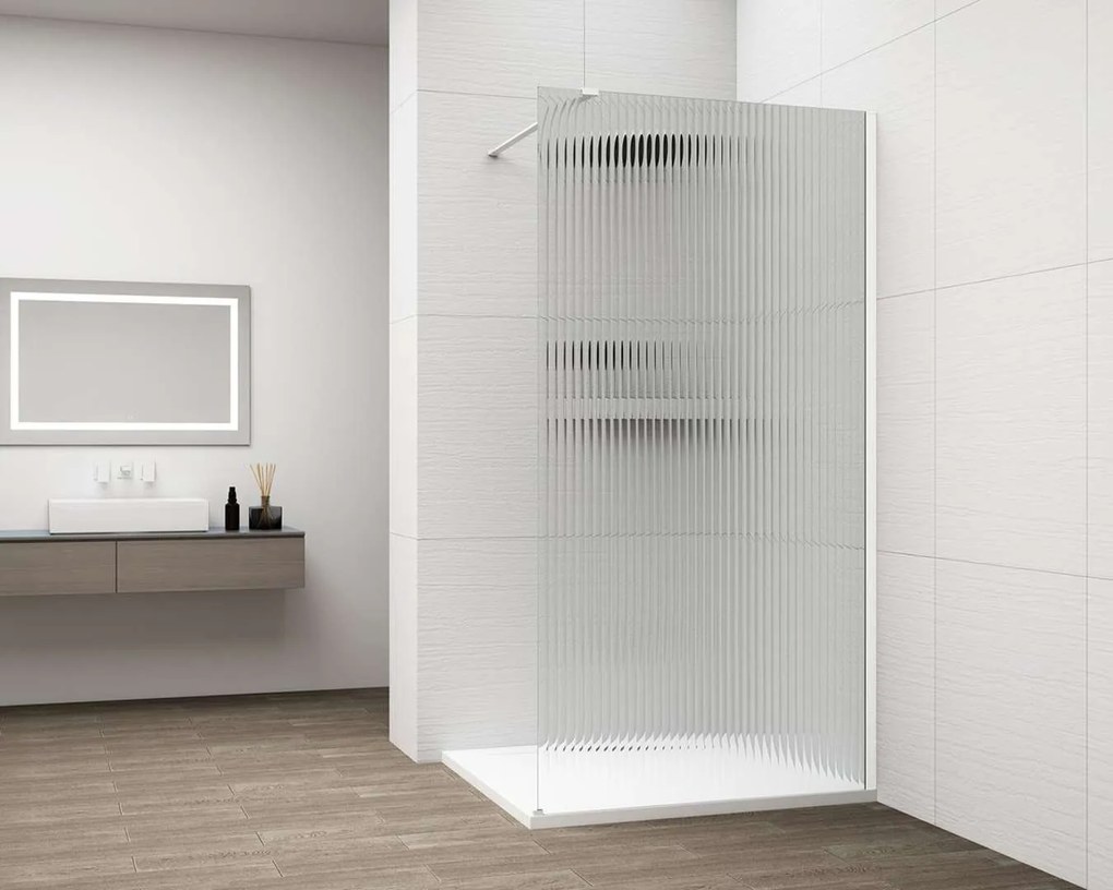 Polysan Esca - Sprchová stěna Walk-In 120x210 cm, Antidrop, sklo Flute/bílá ES1312-03