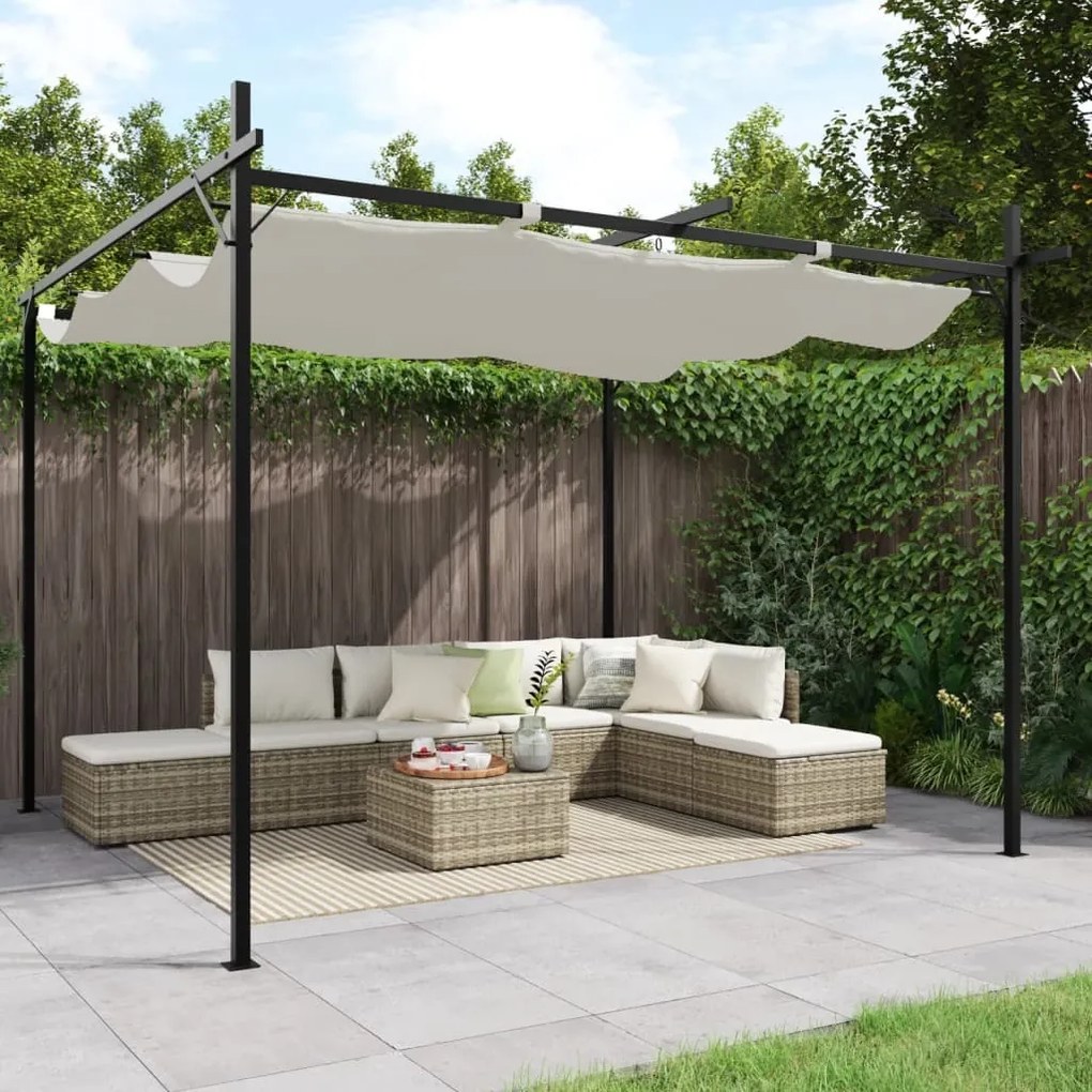 vidaXL Pergola se zatahovací střechou 295 x 292 x 230 cm [360115] Barva: krémová