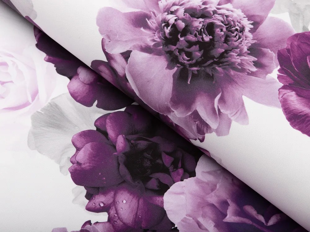 Biante Dekorační běhoun na stůl PM-029 Velké fialové květy 20x120 cm