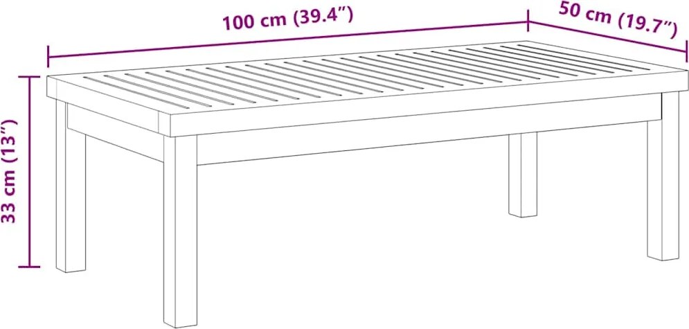 Konferenční stolek 100 x 50 x 33 cm masivní akáciové dřevo 311833