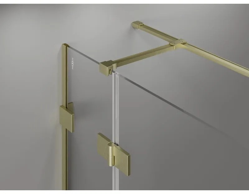 Mexen Lunar T, sklápěcí sprchový kout levý 110 x 70 cm, 8mm čiré sklo, zlatý kartáčovaný - 834T-110-070-55-00-L