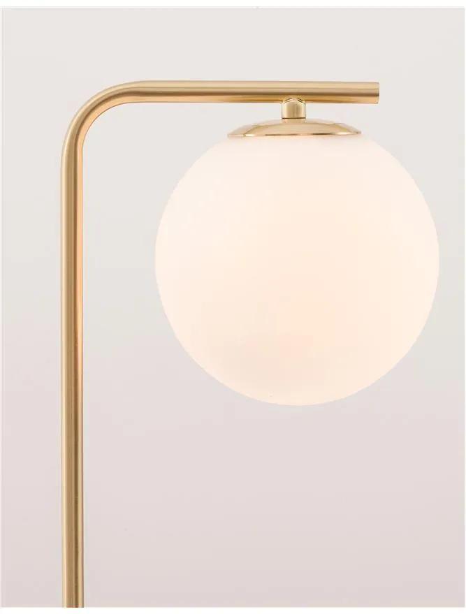 Nova Luce Stolní lampa ALVAREZ saténový zlatý kov a černý mramor bílé opálové sklo E14 1x5W