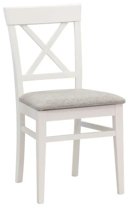 Stima Dřevěná jídelní židle GRANDE látka | Sedák: geneza soft F69 beige,Odstín: bílá