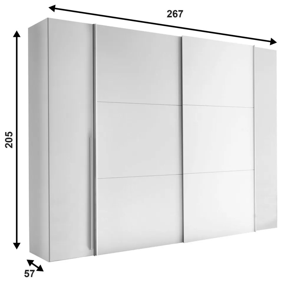 Šatní skříň Maturs, 267 cm, bílá