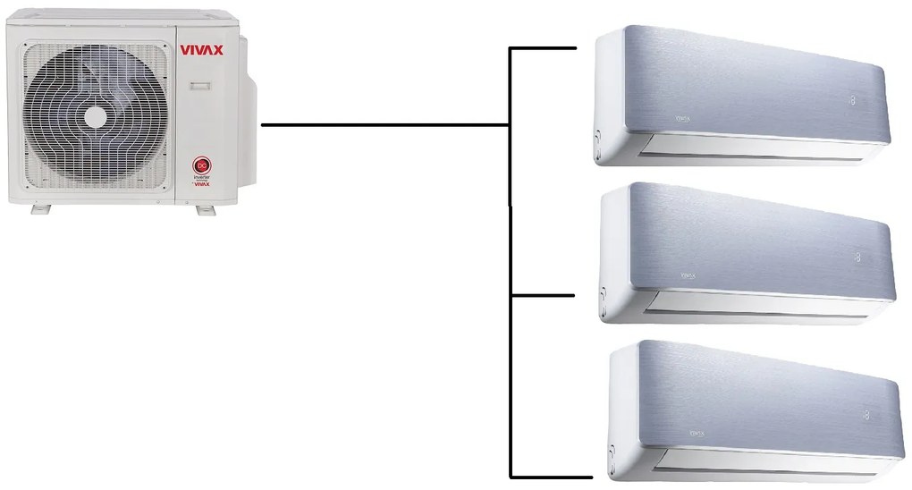 Klimatizace Vivax Design R+ silver 1+3 (2,7kW + 2,7kW + 3,5kW) Multi-split R32