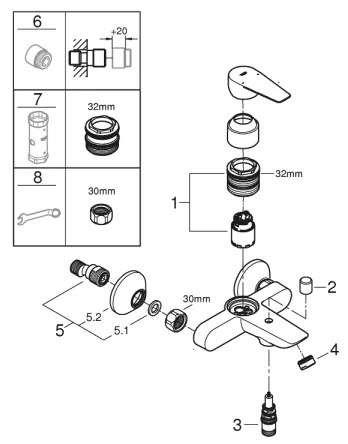 GROHE 23605001 - Vanová baterie BAUEDGE 150±15 mm lesklý chrom