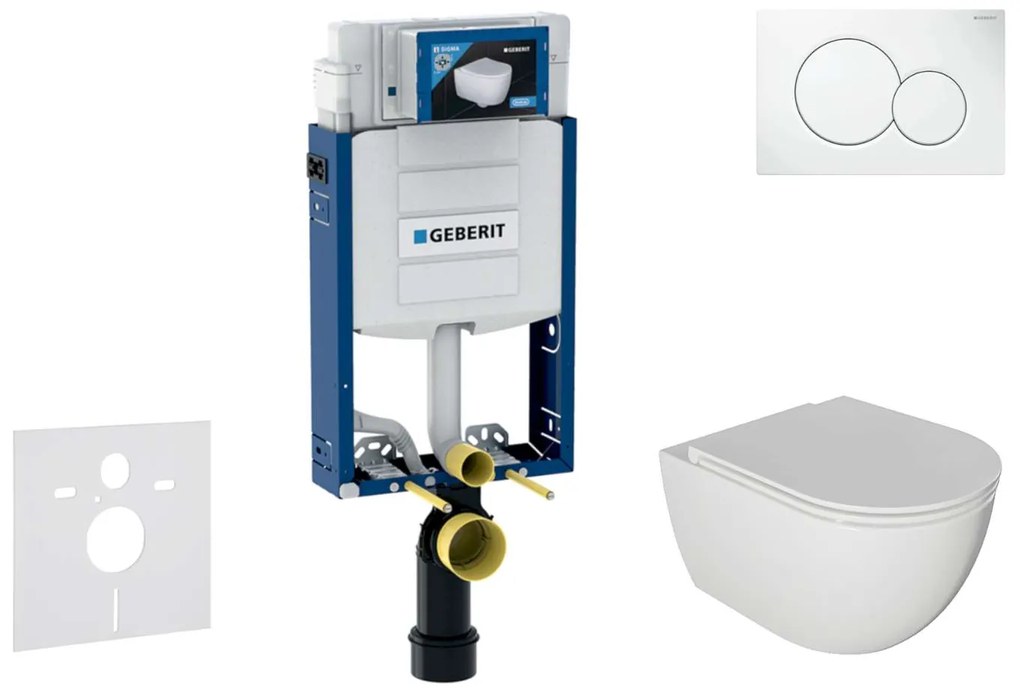 Geberit Kombifix - Set předstěnové instalace, klozetu Oudee a sedátka softclose, tlačítko Sigma01, alpská bílá SANI15CA3110