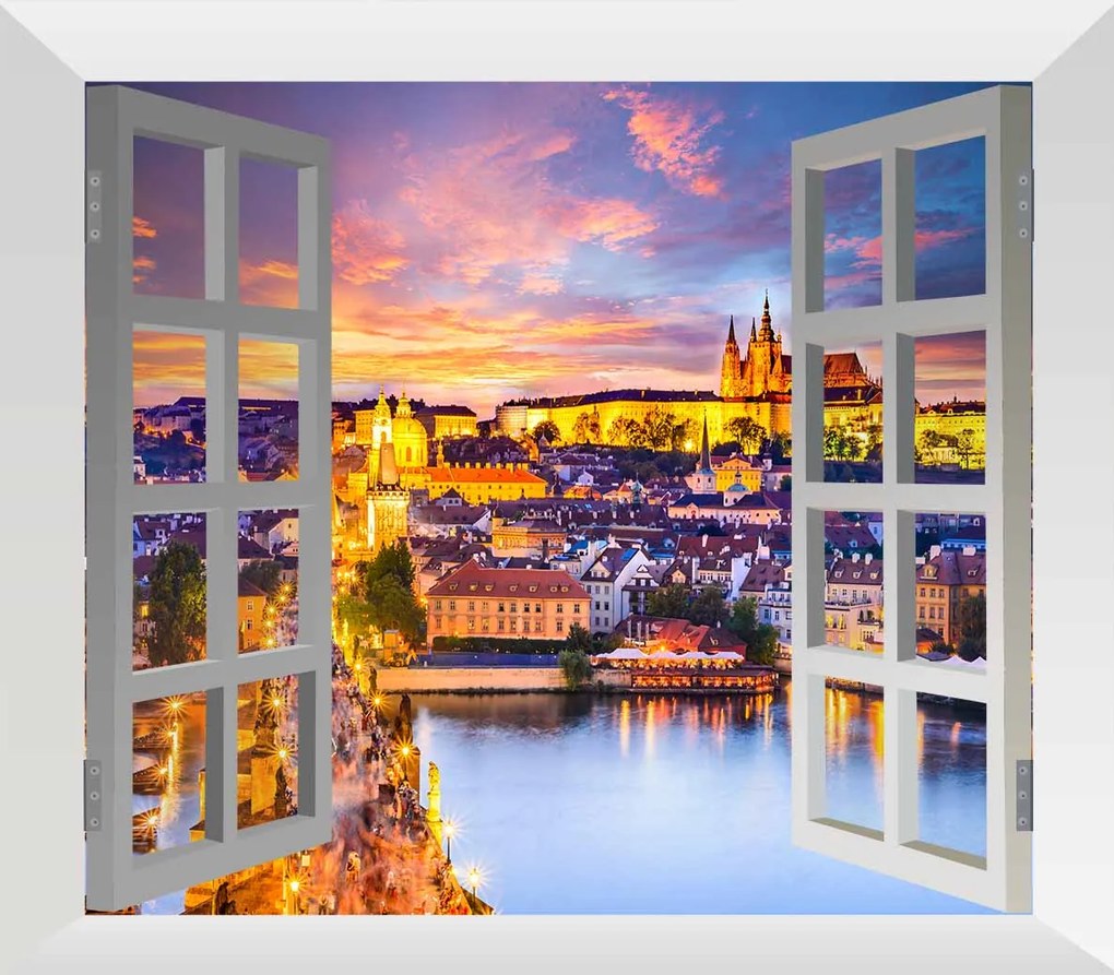 3D obraz večerní Praha Velikost (šířka x výška): 100x80 cm