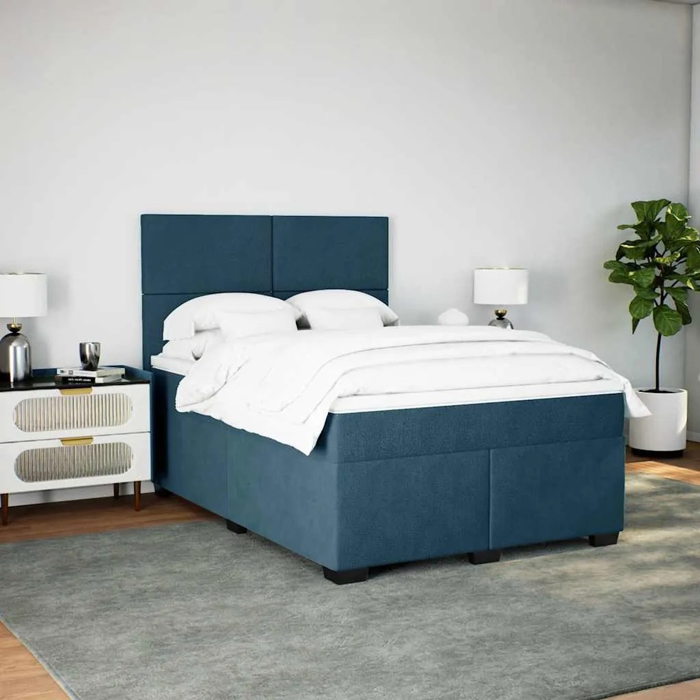 Box spring postel s matrací modrá 140 x 190 cm samet 3290904