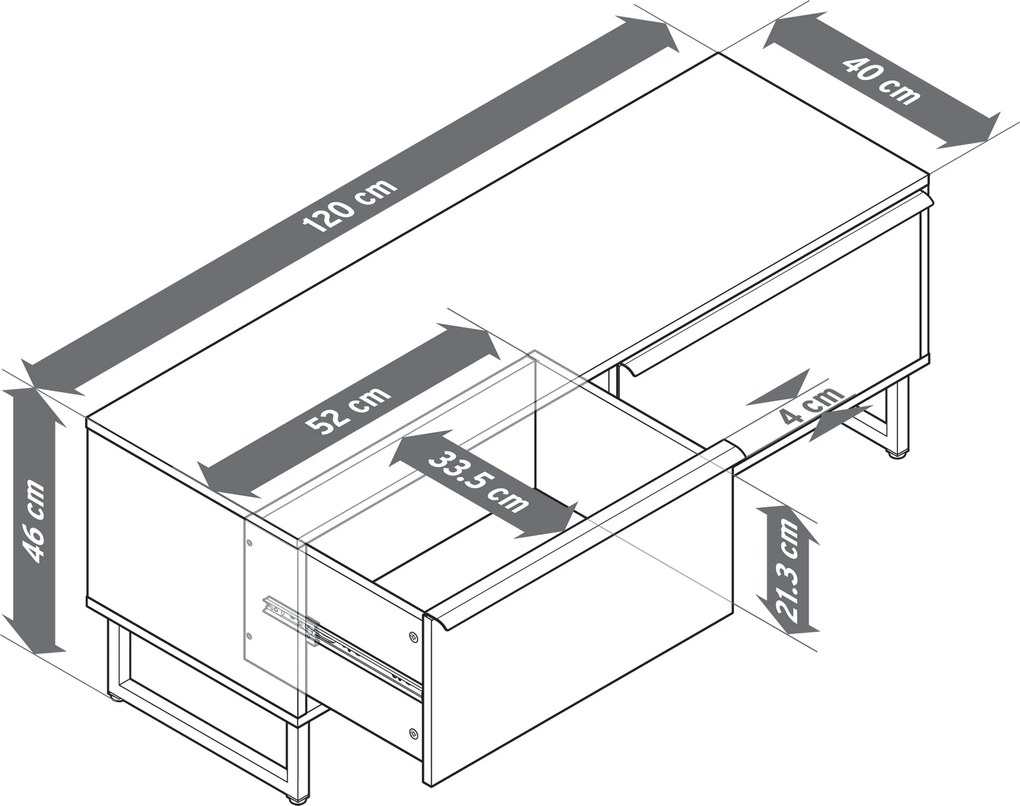 Tchibo - Lavice »Leeg« se 2 zásuvkami - barva: šedá