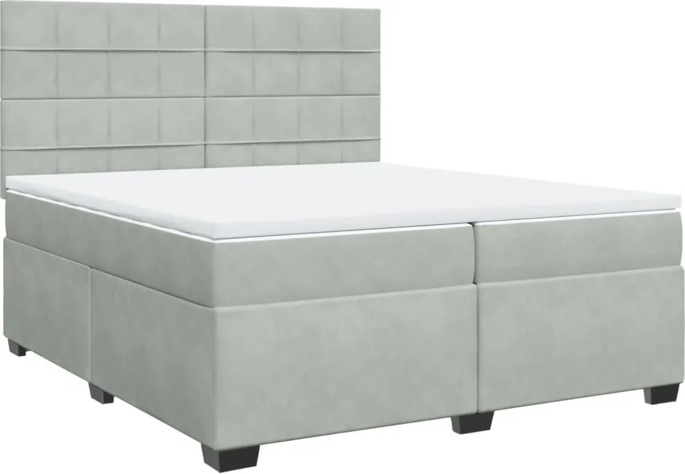 Box spring postel s matrací světle šedá 200x200 cm samet 3293302