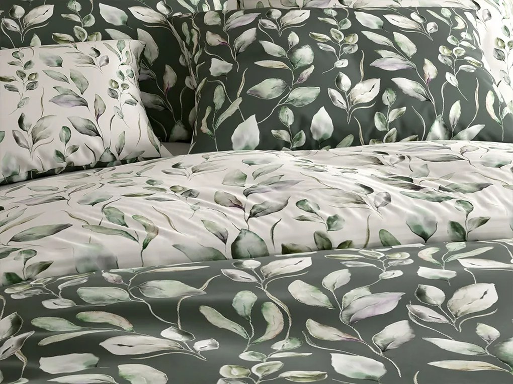 Povlečení z mikrovlákna DREAMFLOR zelené Rozměr povlečení: 2 ks 70 x 90 cm | 200 x 220 cm