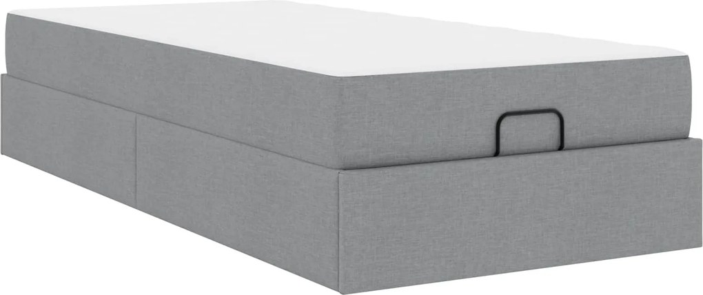 Rám postele s matrací 2 ks Světle šedá textil 3399466